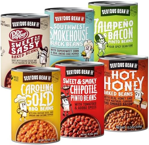 Amazon.com : SERIOUS Bean Co Ultimate Variety 6-Pack Fully Cooked and ...