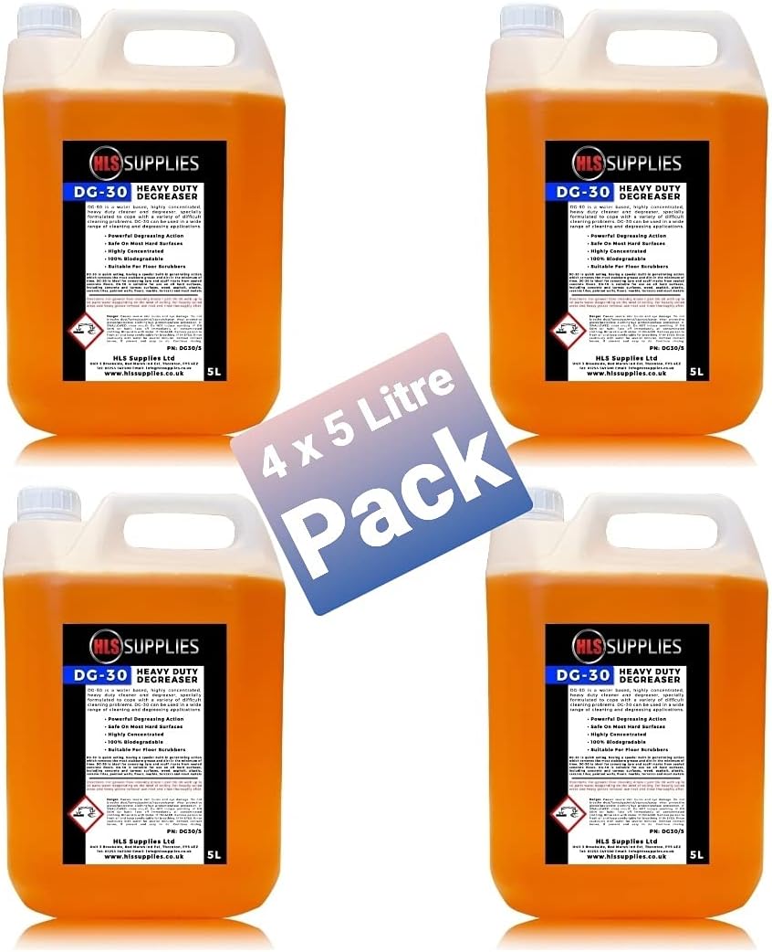 HLS DG-30 Heavy-Duty Degreaser and Floor Cleaner 4 x 5L (10L): Highly ...