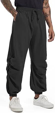 CLANMILUMS Mens Cotton Linen Drawstring Pants Elastic Waist Casual ...