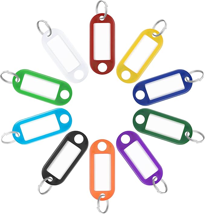 Uniclife 5 cm Tough Plastic Key Tags in 10 Assorted Colors Item ...