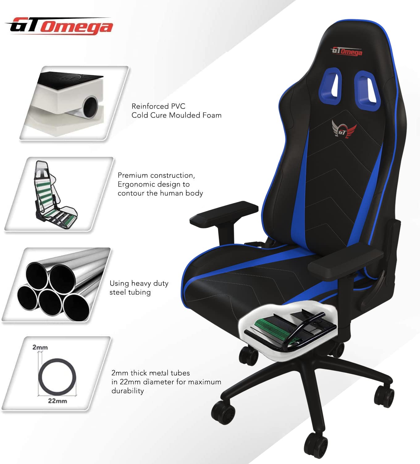 Buy GT OMEGA PRO XL Racing Gaming Chair with Lumbar Support - Ergonomic ...