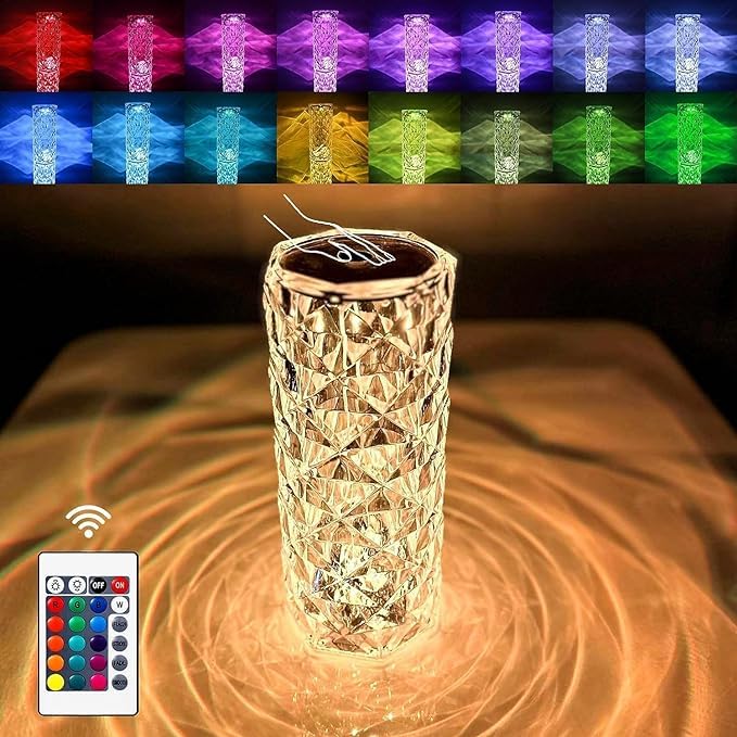 Buy Dnyandeep enterprise Crystal Lamp,16 Color Changing Rose Crystal ...