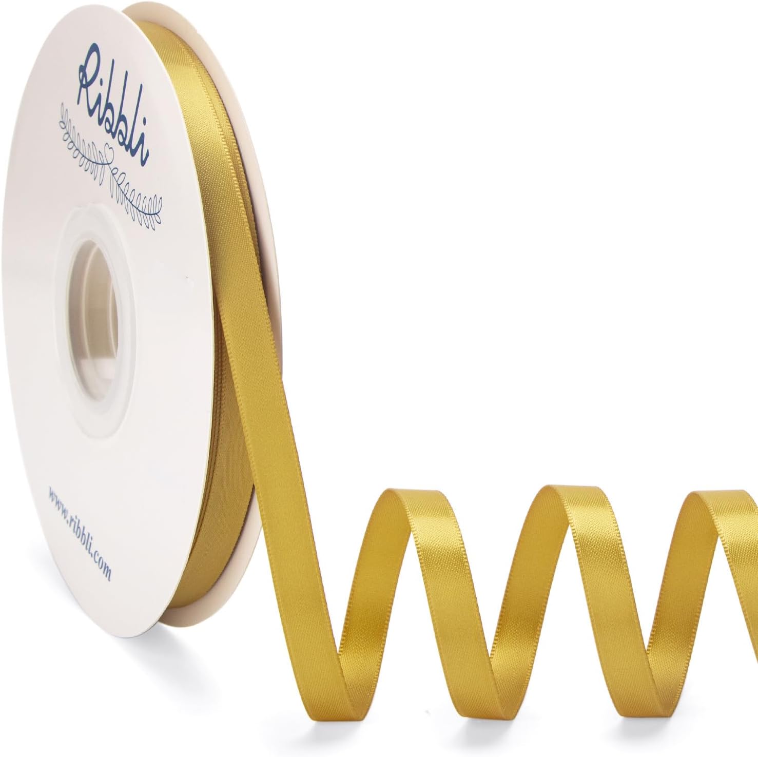 Amazon.com: Ribbli Gold Satin Ribbon Double Faced Satin 3/8 Inch x ...