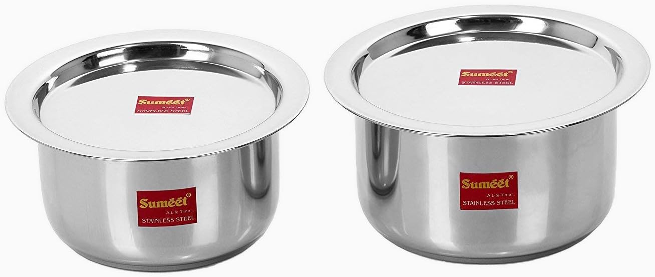 Amazon.com: Sumeet Stainless Steel Cookware Set With Lid, 2 Piece ...