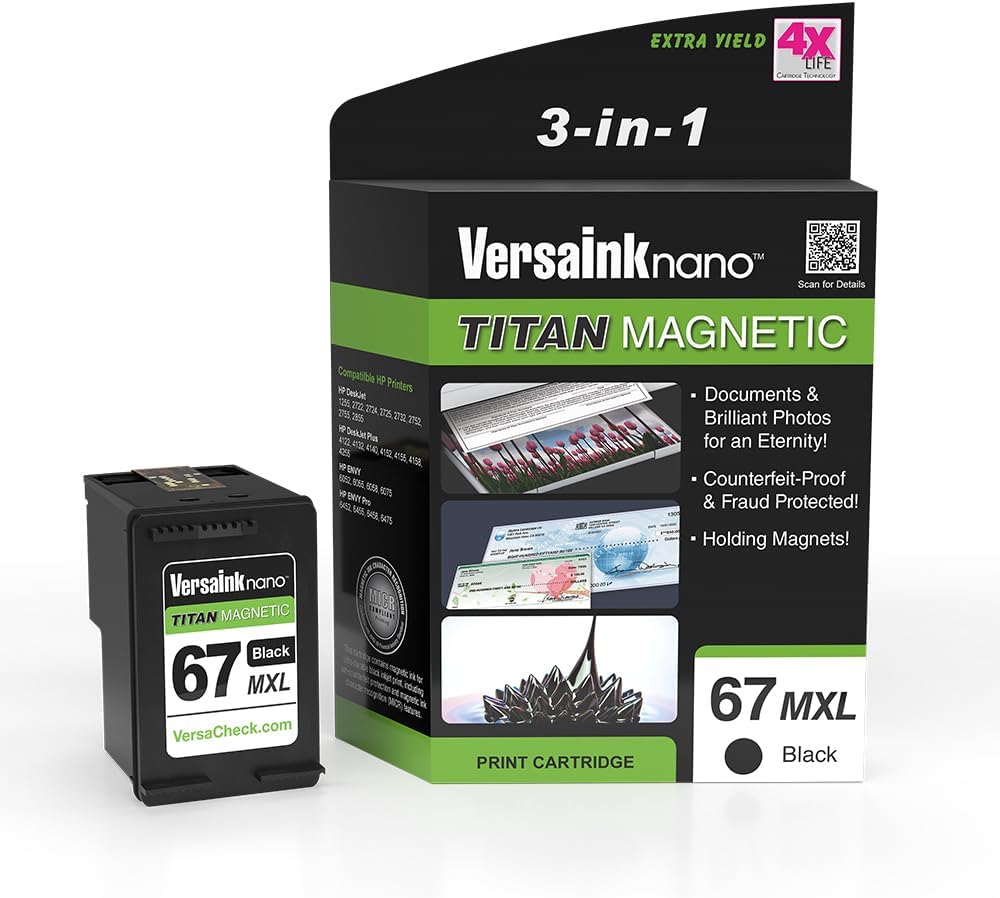 Amazon.com: VersaInk-Nano HP 67 MXL Titan-Magnetic (MICR 3-in-1) Black ...