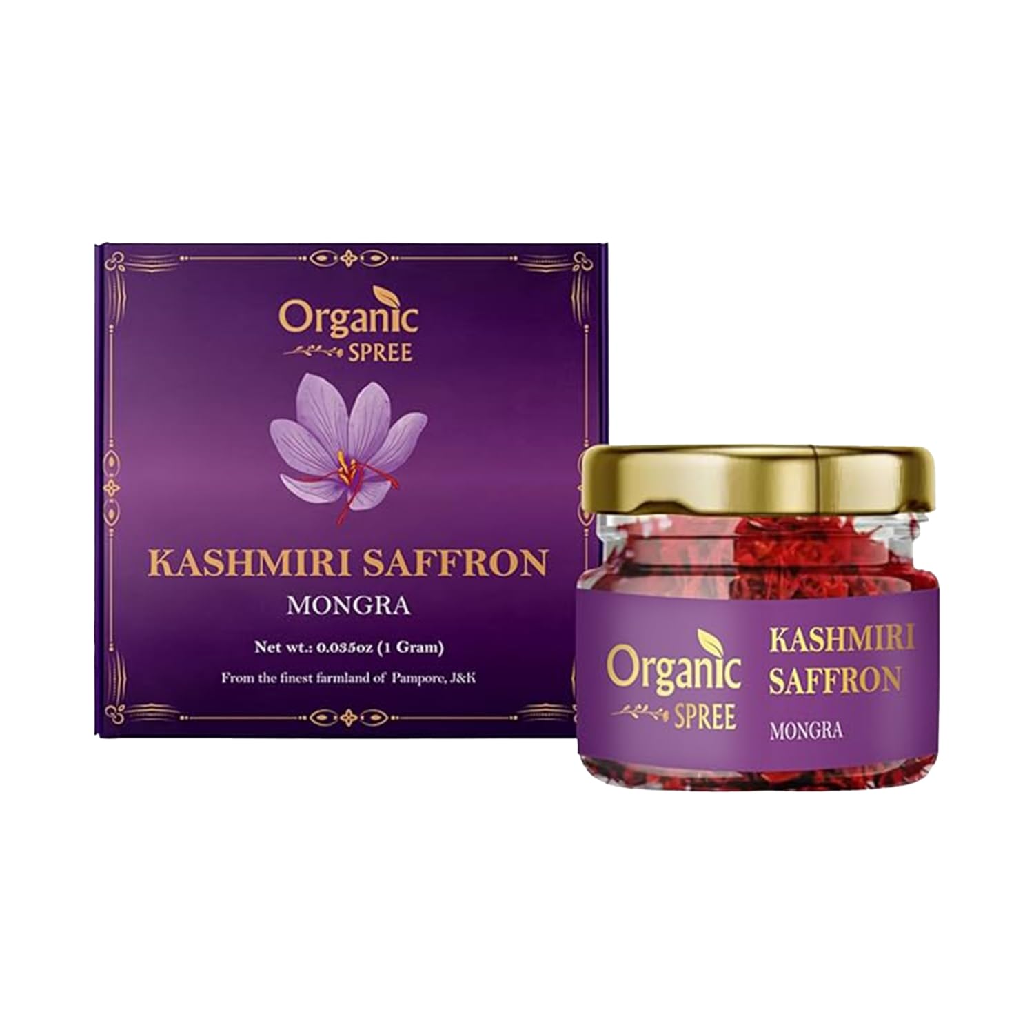 Amazon.com : Organic Spree Kashmiri Saffron Kesar 1gm (0.035oz) Threads ...