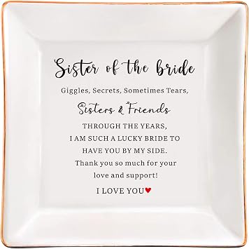 Amazon.com: SUNBMO Sister of The Bride Ceramic Jewelry Ring Dish ...