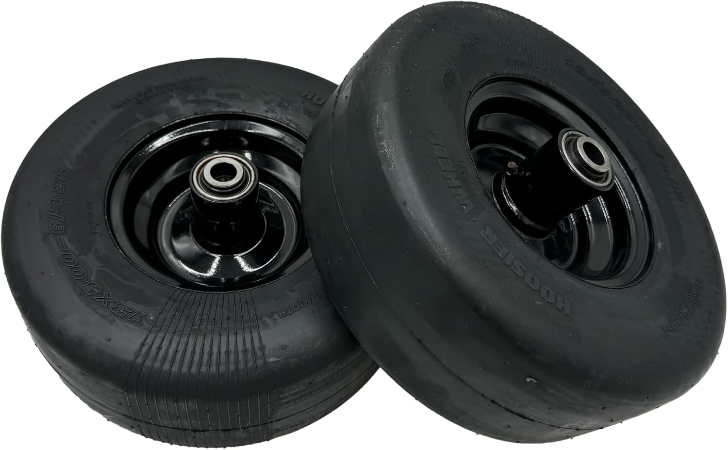 Amazon.com: Hoosier Wheel Set of 2-13x5.00-6 Flat Free Black Wheel Assembly - 3/4 Inch Hub ...