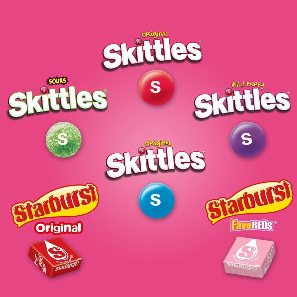 Snapklik.com : SKITTLES & STARBURST Variety Pack Full Size Chewy Candy ...