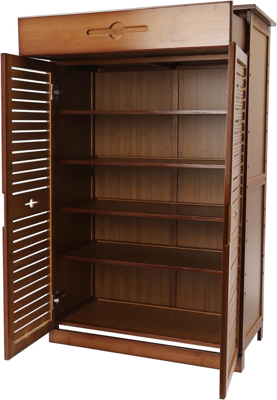 Amazon.com: MoondHive 5 Tier Shoe Storage Cabinet Bamboo Shoe Cabinet ...