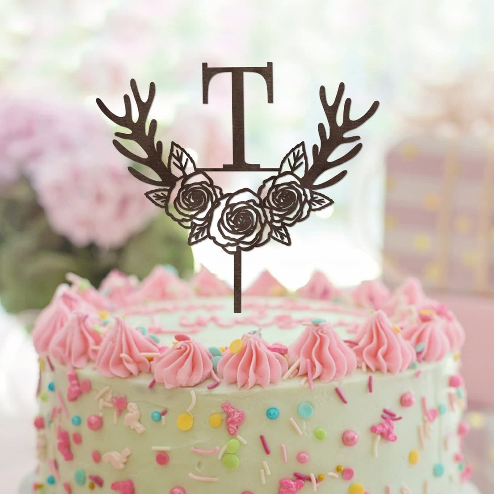 Black Monogram Cake Topper