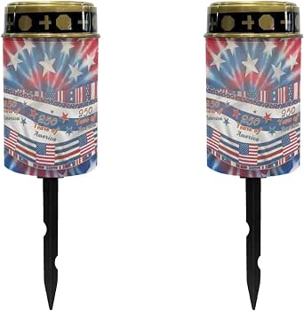 Uorisanigo American Flag Solar Memorial Lights for Graves Outdoor – Tie ...