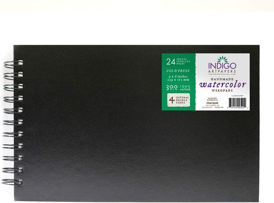 Indigo Art Papers Watercolor Wiro Pad, 24 Cotton Sheets, 6X9X2 inches ...