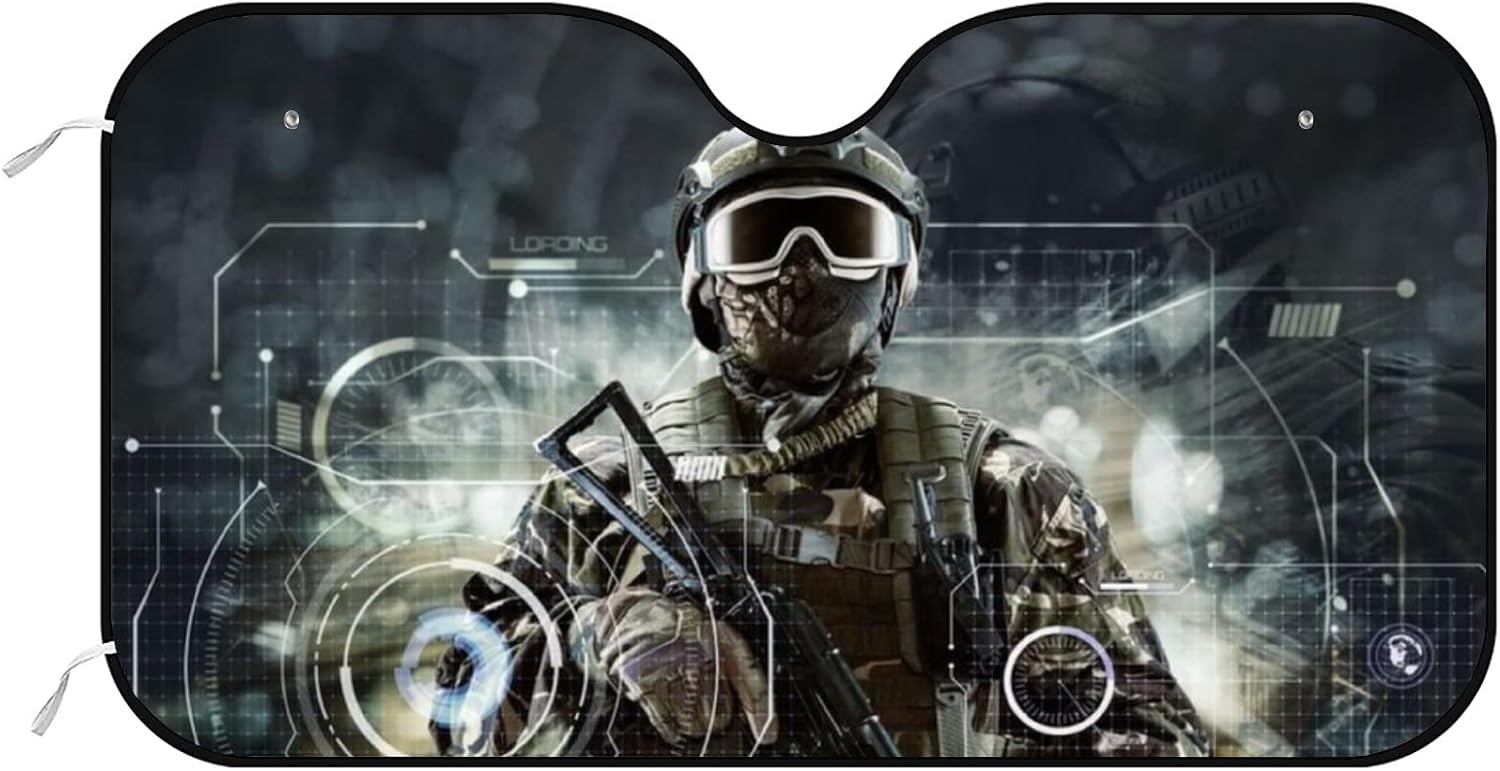 Amazon.com: Windshield Sun Shade for Car Soldier Special Forces Auto ...