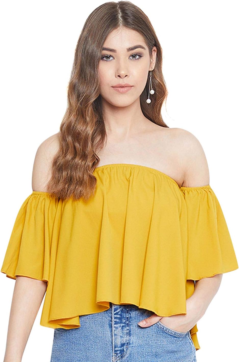 Berrylush Yellow Off Shoulder Top_Yellow_X-Large at Amazon Women’s ...