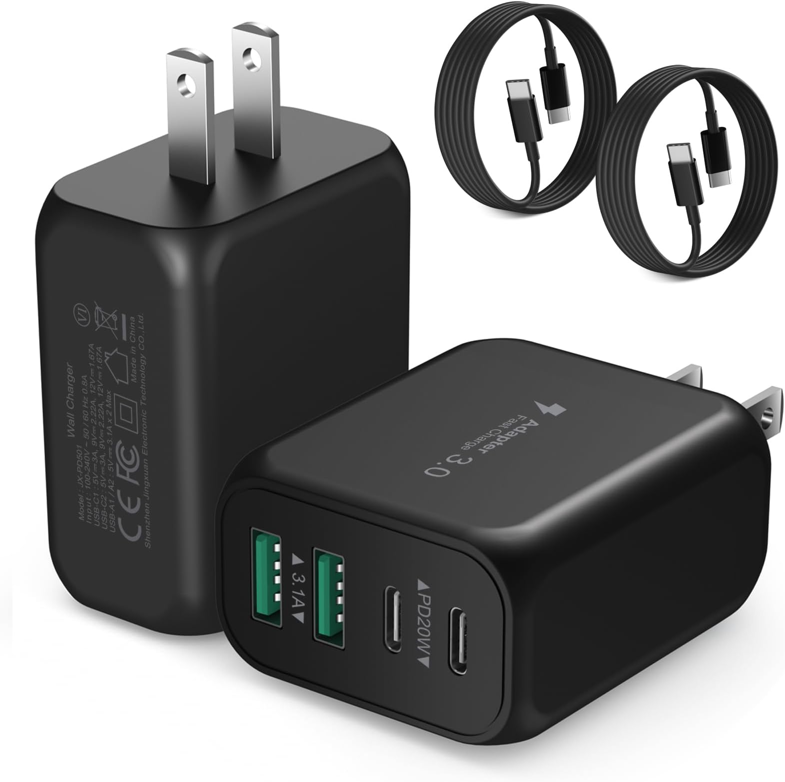 Amazon.com: iPhone iPad Charger Mfi Certified, Quntis 2-Pack 6ft USB A ...