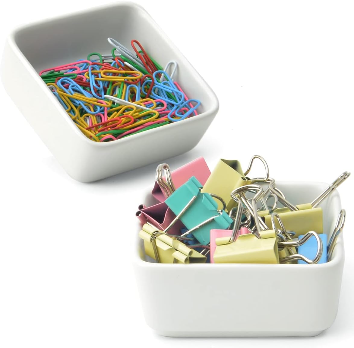Amazon.com : MONOSUGO Ceramic Paper Clip Holder 2 PCS Set, Square Paper ...