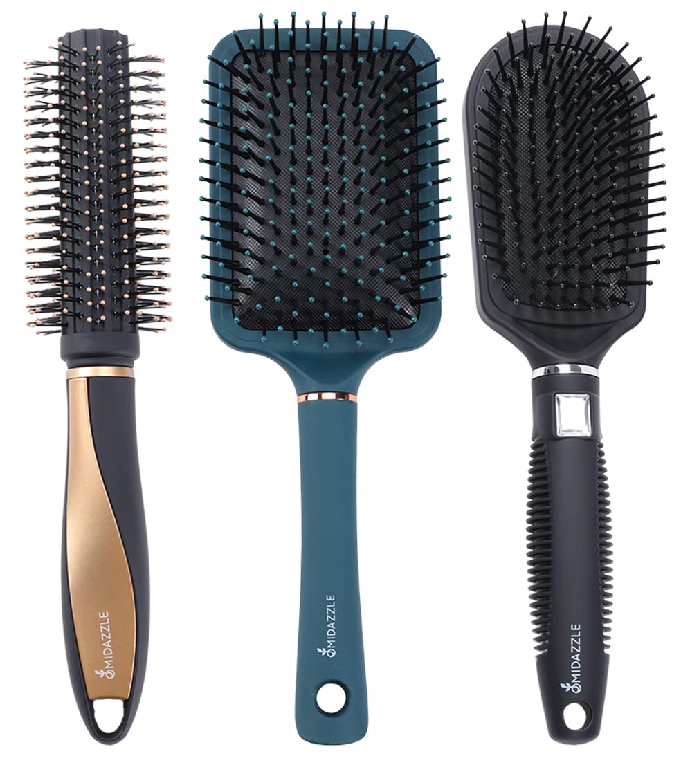 Buy Midazzle Premium Round & Paddle Hair Brush for Men & Women - Pack ...