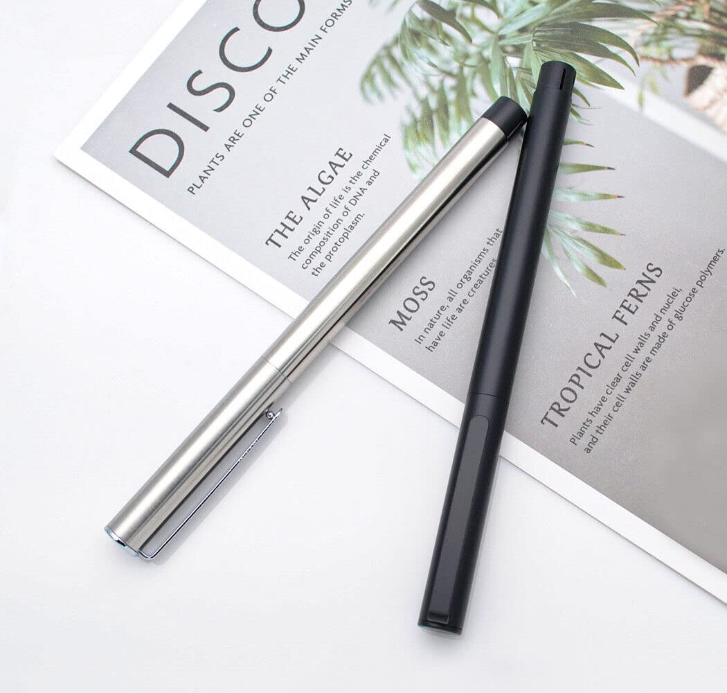 IKSHU Jinhao 65 Silver & Matt Black 0.5 MM Fine Nib Combo Gift Set Pack ...