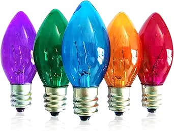 CHYParty C7 Replacement Bulbs, 25 Pack Multi-Color Christmas Lights ...