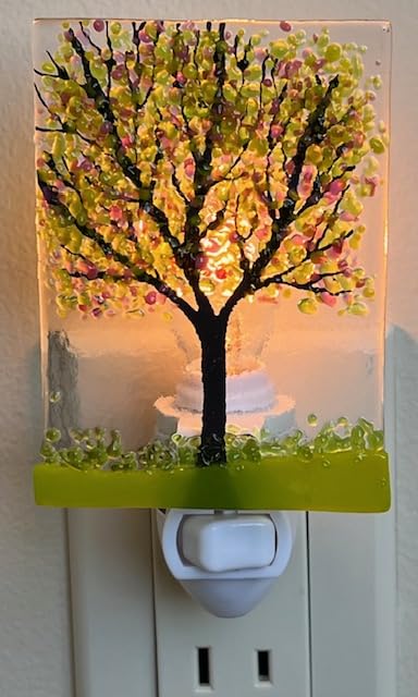 Amazon.com: Fused Glass Spring Tree Night Light, Plug in for Home ...