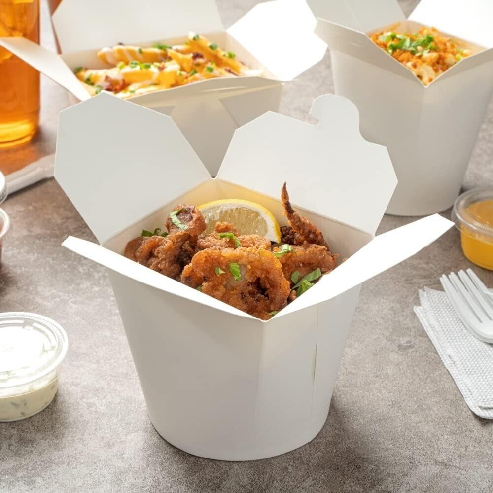 HOT BARGAINS 50 X 26oz/750ml White Noodle Boxes Disposable Chinese ...