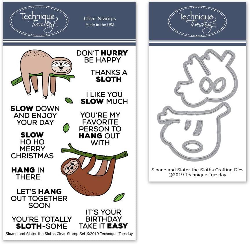 Amazon.com: Sloane & Slater The Sloths Clear Stamps & Dies Bundle ...