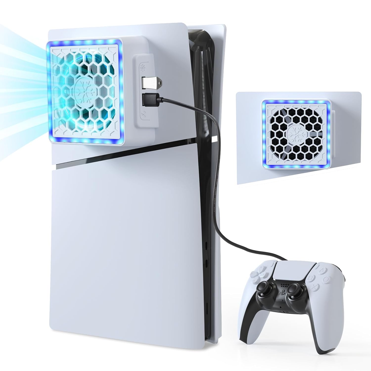 Lamtoq PS5 Slim Cooling Fan System with 8 RGB Modes, 3-Speed Adjustable ...