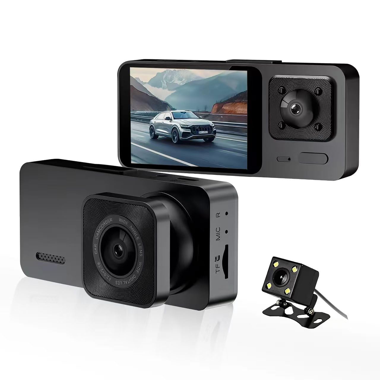 Amazon.com: WHFNRU Dash Cam, 3 Channel Dash Cam, Front and Rear 1080P ...