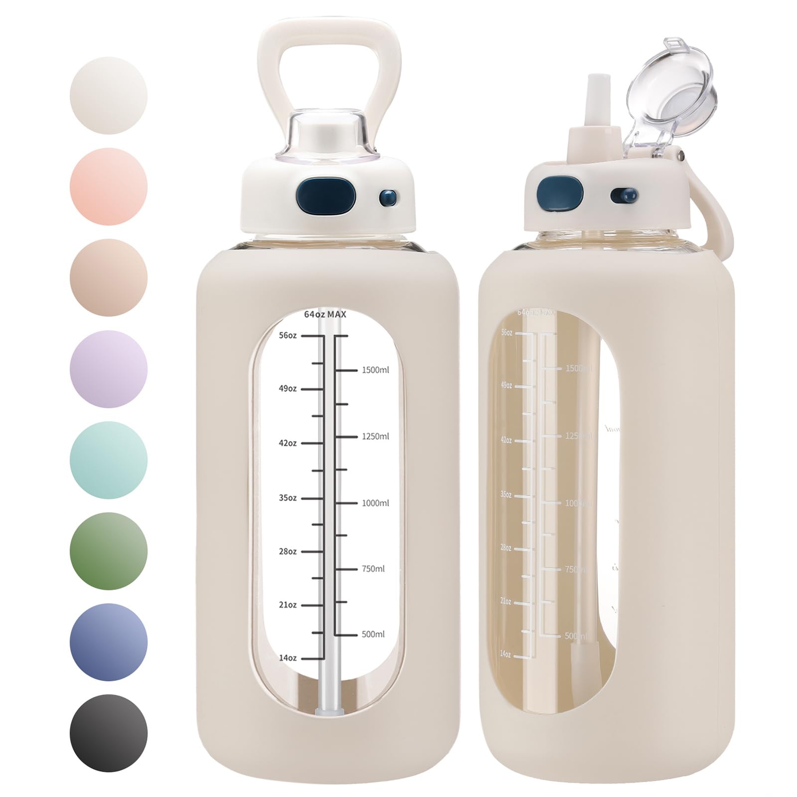 Snapklik.com : SIEROZUR 64 Oz Glass Water Bottle