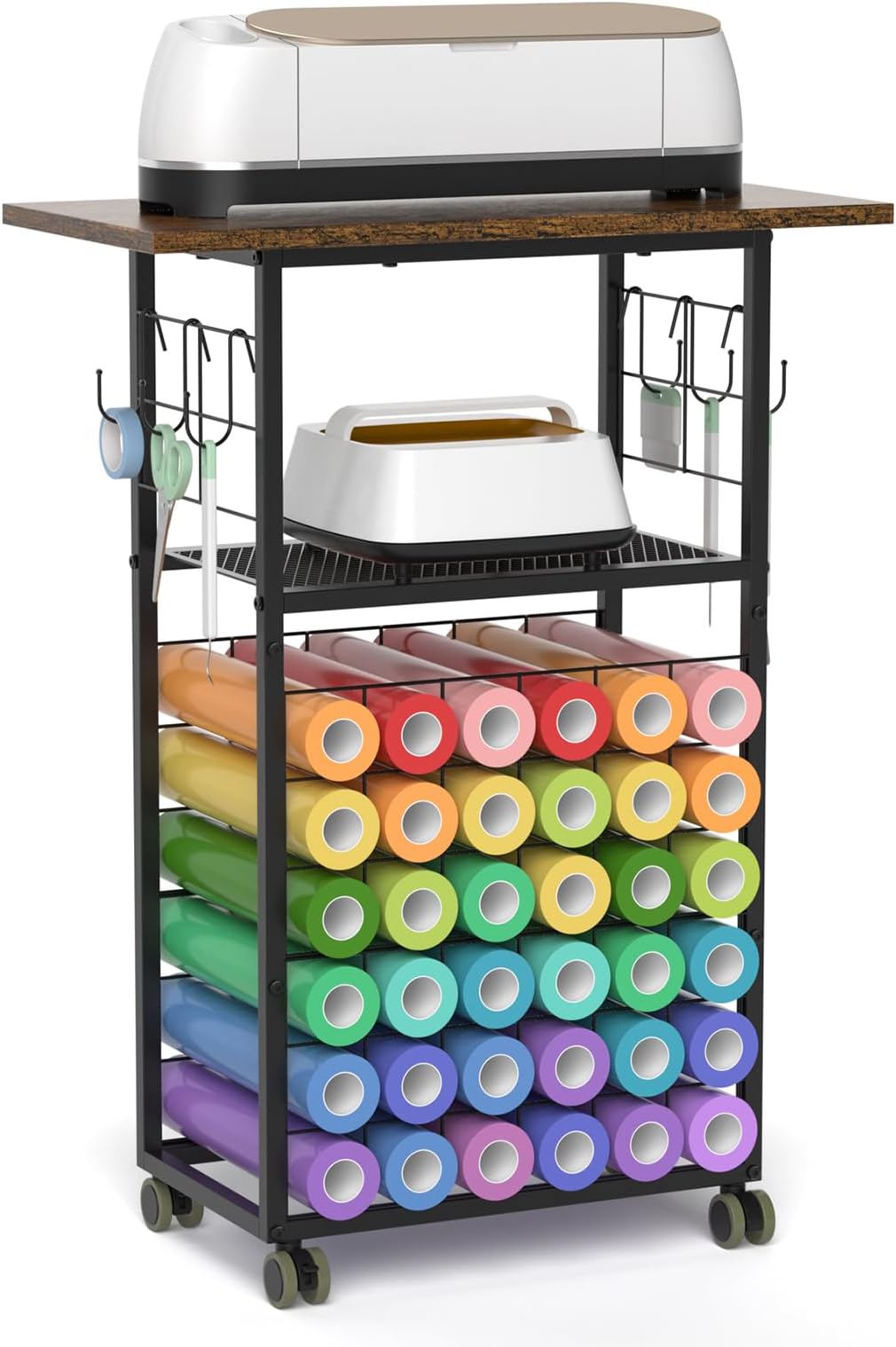 Amazon.com: Storage Rolling Cart for Cricut Machines, 70 Vinyl Roll ...