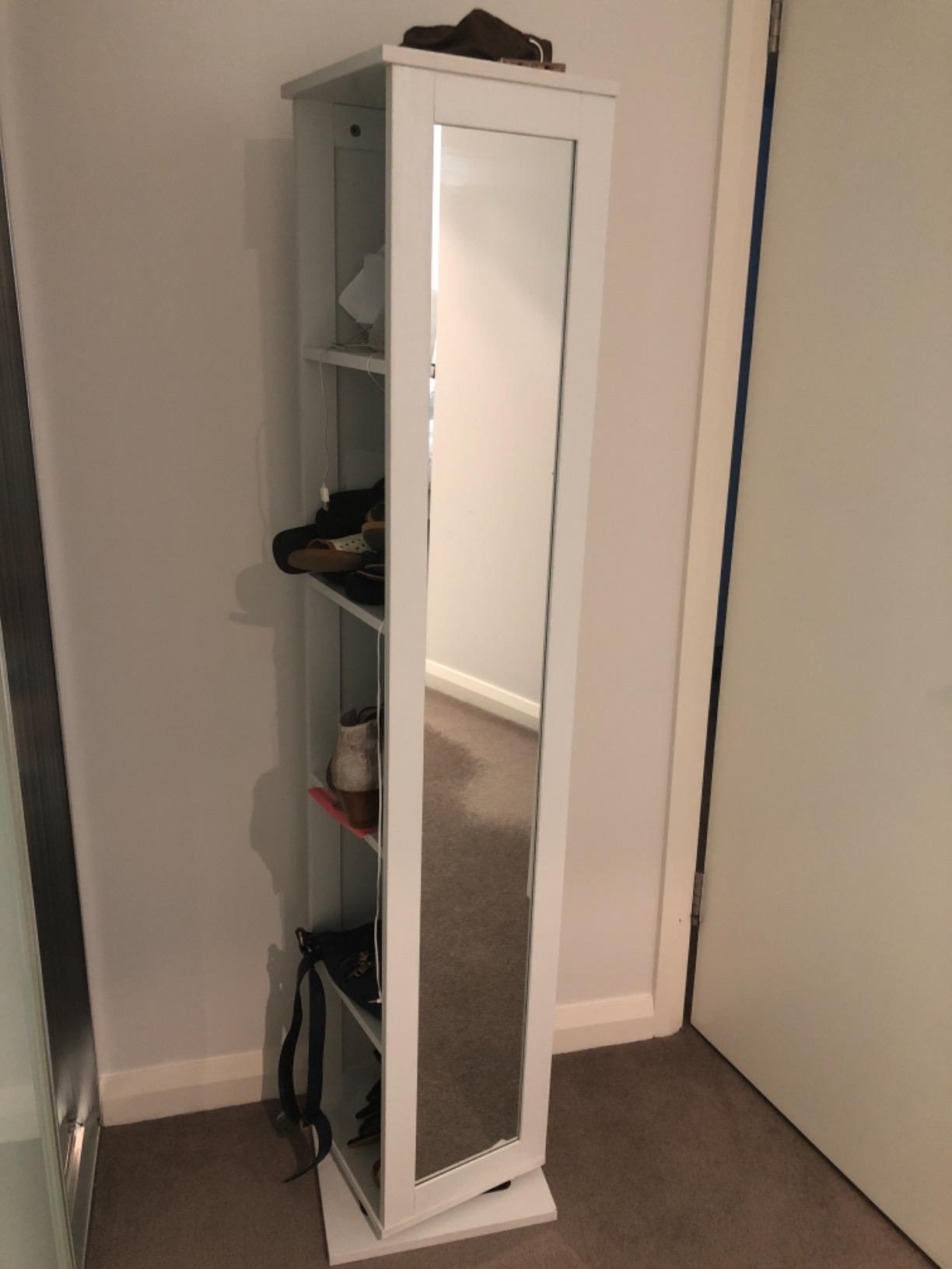 Artiss Rotating Mirror Cabinet 160cm Height Storage Cupboard Display ...