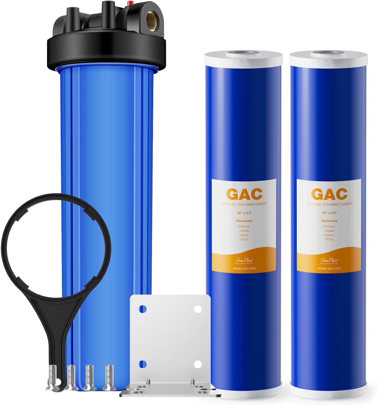 DB20P Filter Housing with 20" x 4.5" GAC Granular Carbon Filters ...