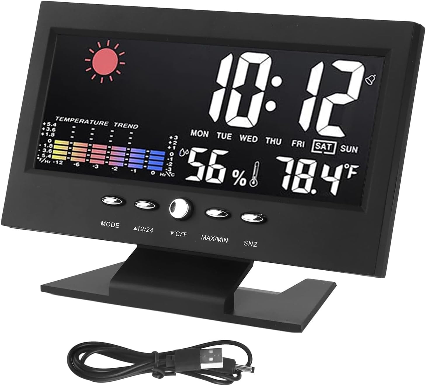 Kimroxi Digital Alarm Clock Desktop Weather Clocks 12/24H Date ...