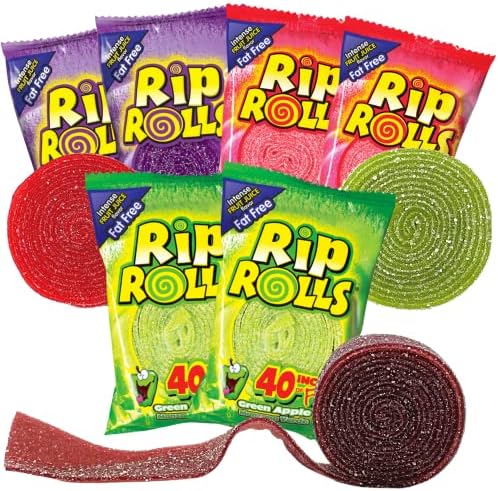 Amazon.com : Rip Rolls Sour Candy Fruit Flavored Rolls, Fat Free Fruity ...
