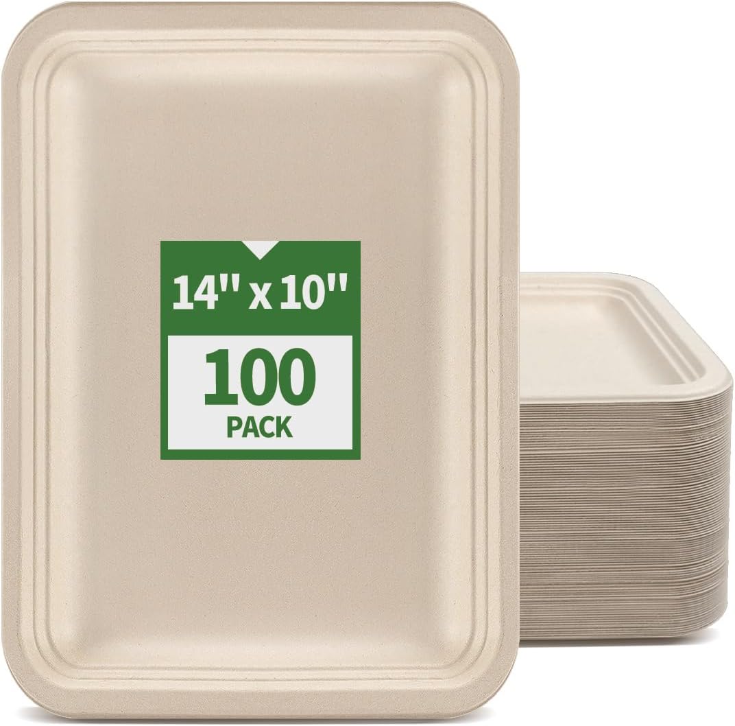 Amazon.com: CYEAH 80 Pcs Disposable Food Trays, 14 inch Large Rectangle ...
