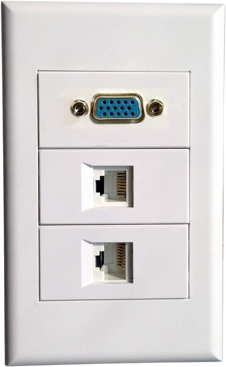 Amazon.com: Wall Plate with VGA+RJ45+RJ11 Ports,White Faceplate Panel ...