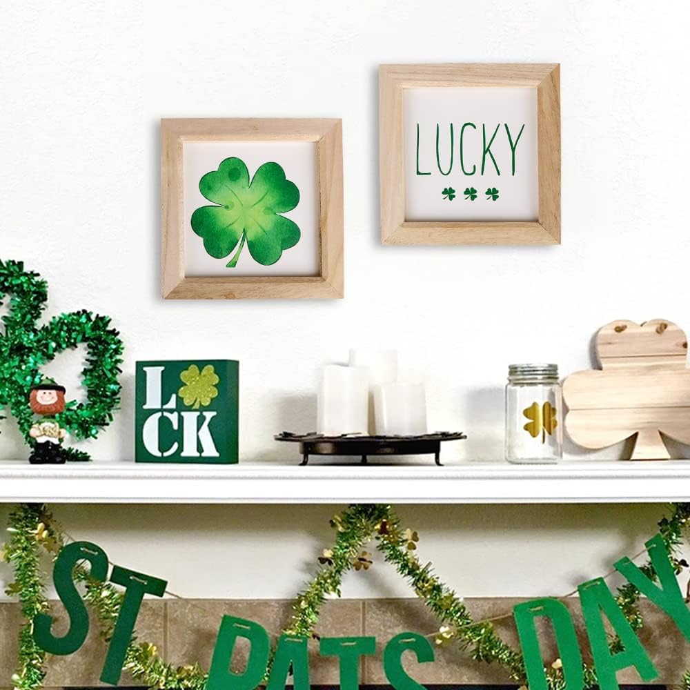Decoración del día de San Patricio marco de madera 3 piezas decoración ...