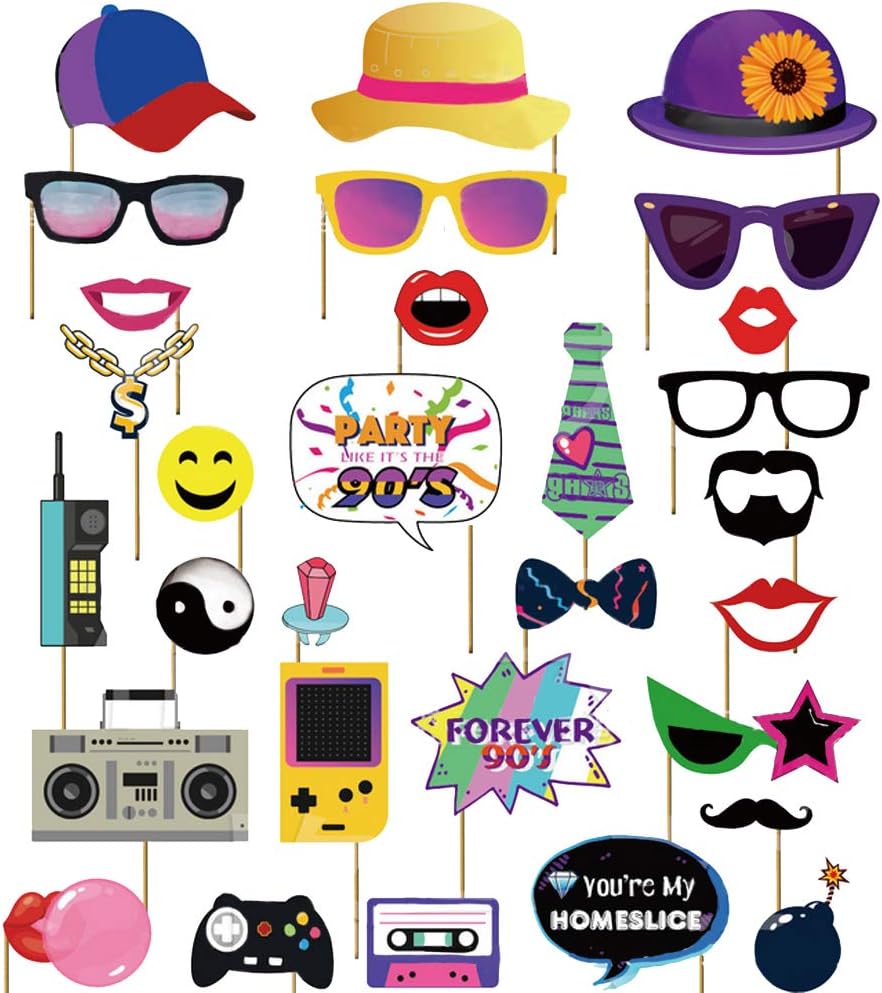 Amazon.com: 30 PCS LaVent 90s Photo Booth Props 90s Props 90s ...