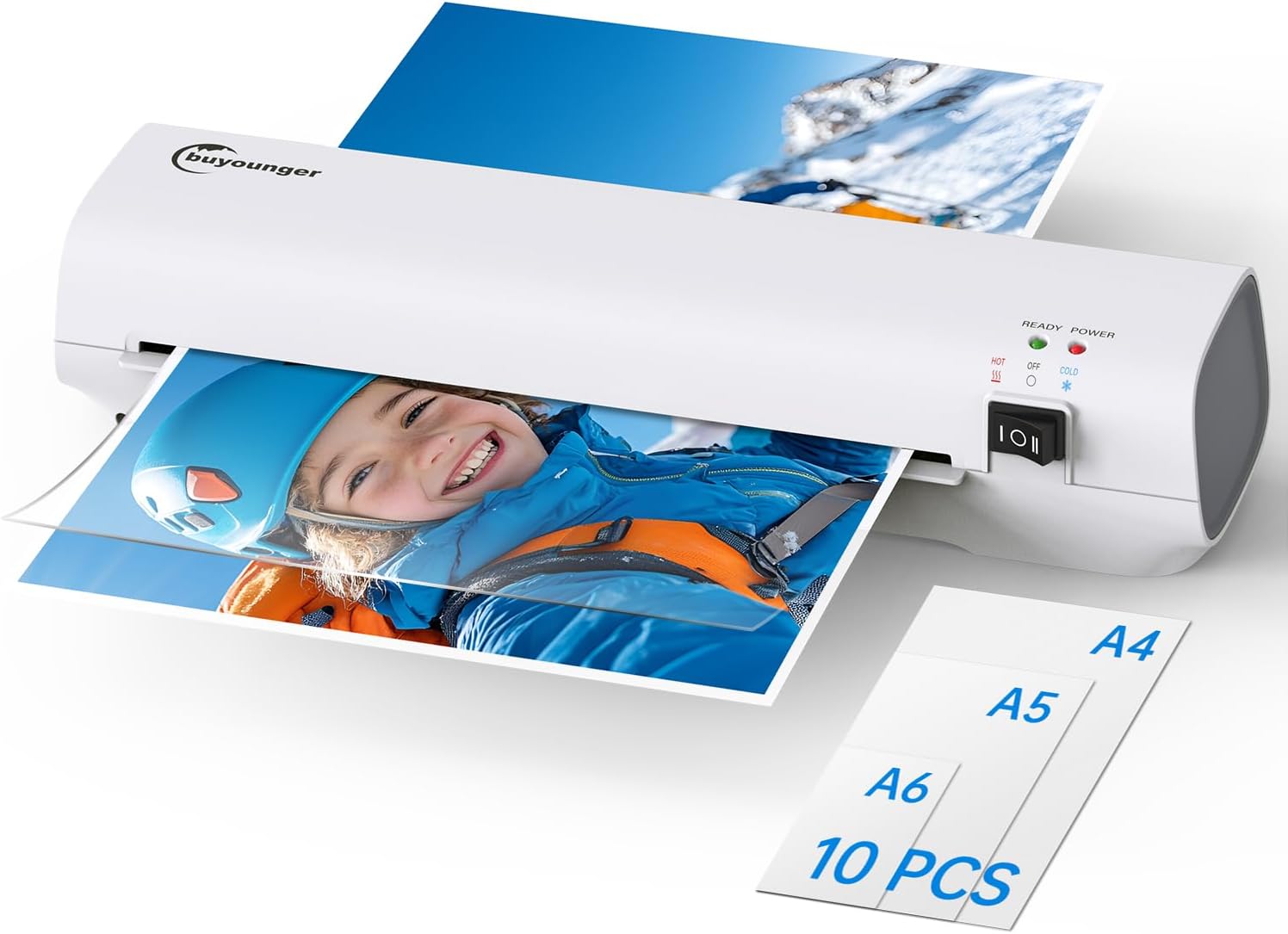 Laminator A4, Laminator Machine for Hot and Cold Settings with 10 Laminating Pouches, Fast ...