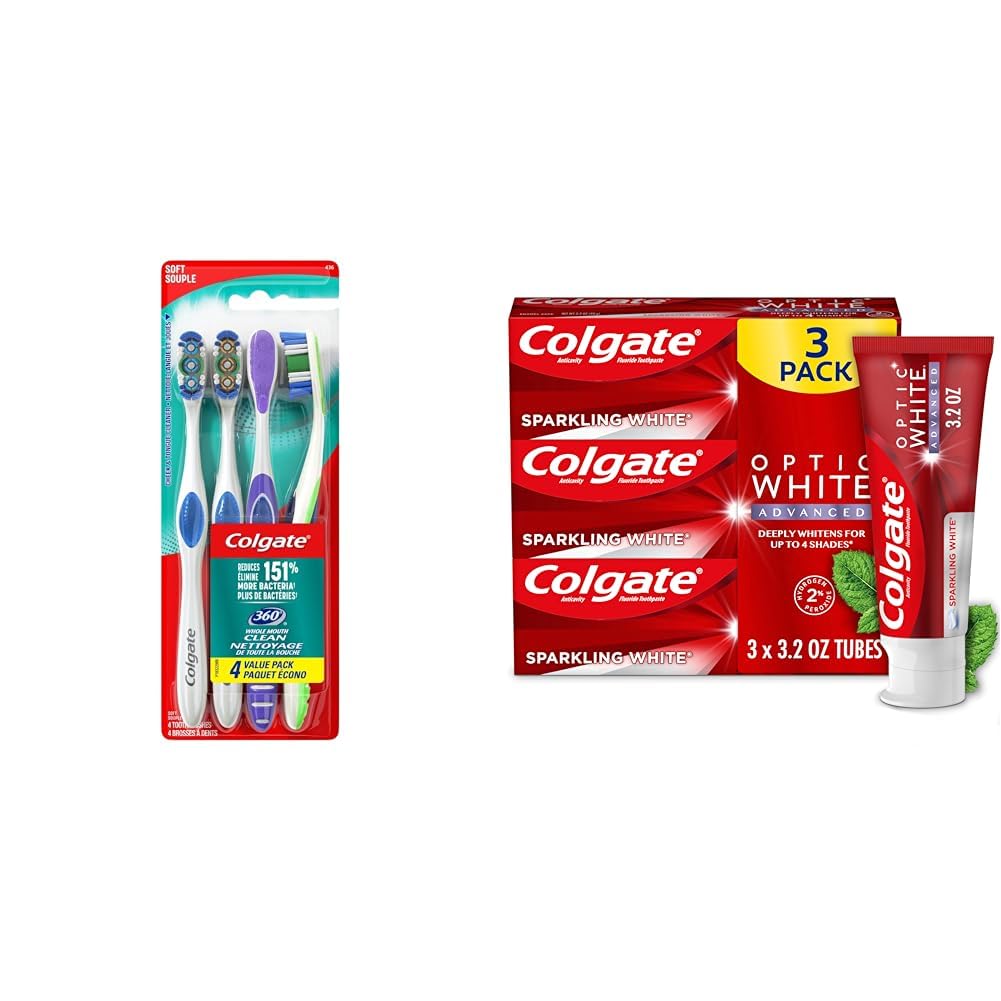 Amazon.com : Colgate 360 Whole Mouth Clean Toothbrush, Soft Toothbrush ...