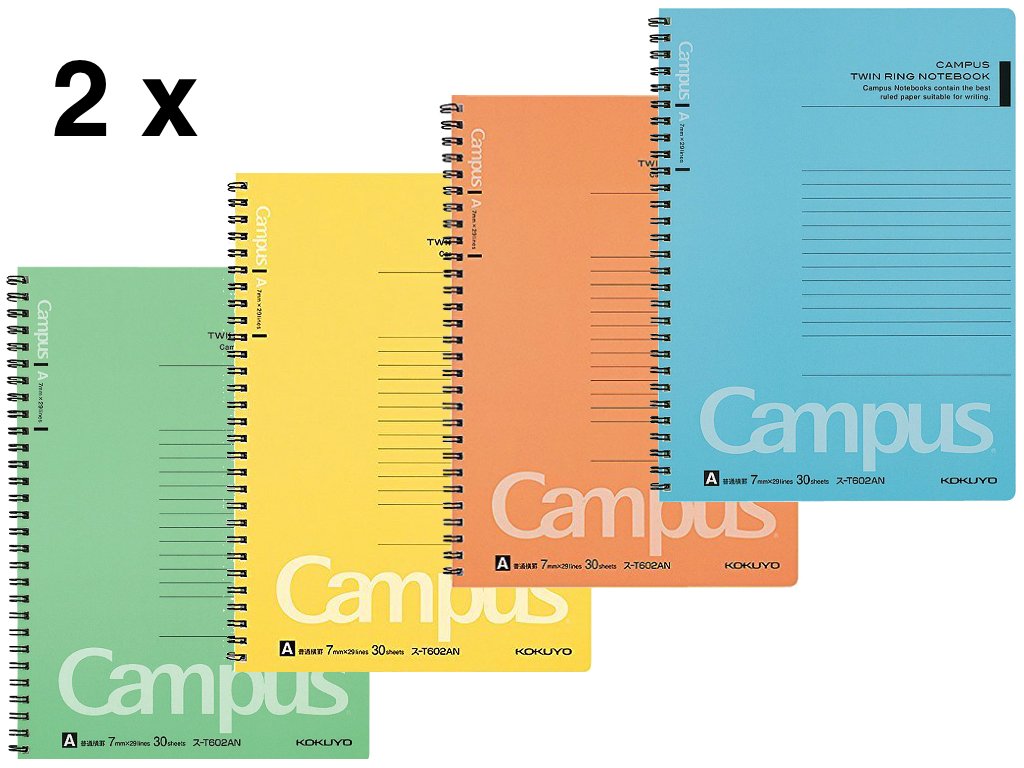 2 X Kokuyo Campus Notebook Twin Ring Notebook, Semi B5 30 Sheets - 60 ...