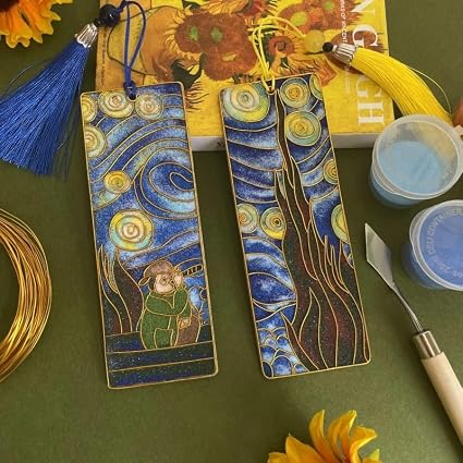 Amazon.com: 2Pcs Large DIY Bookmarks Kit, Cloisonne Filigree Enamel DIY ...