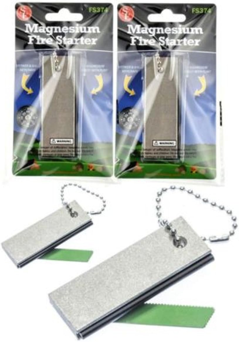 Amazon.com: 2 PCS Fire Starter Magnesium Block Flint Kit Survival ...