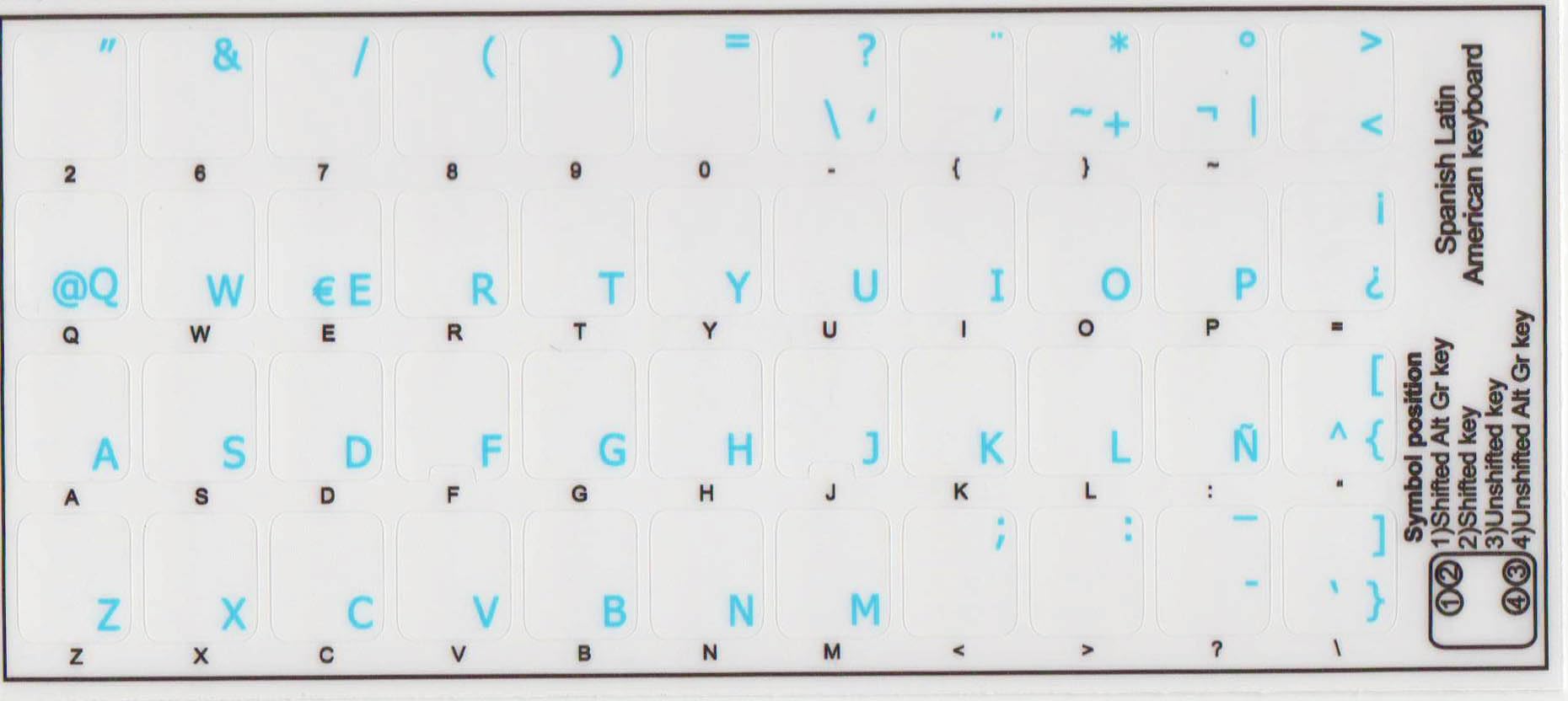 Amazon.com: Spanish Latin American Keyboard Stickers Transparent ...