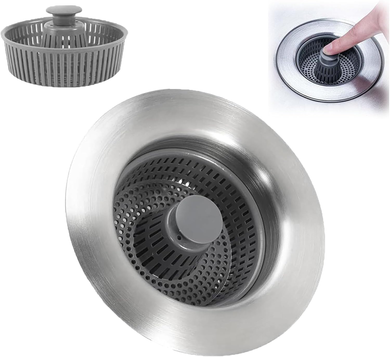 3-in-1 Stainless Steel Sink Aid, Kitchen Sink Drain Strainer,Kitchen ...