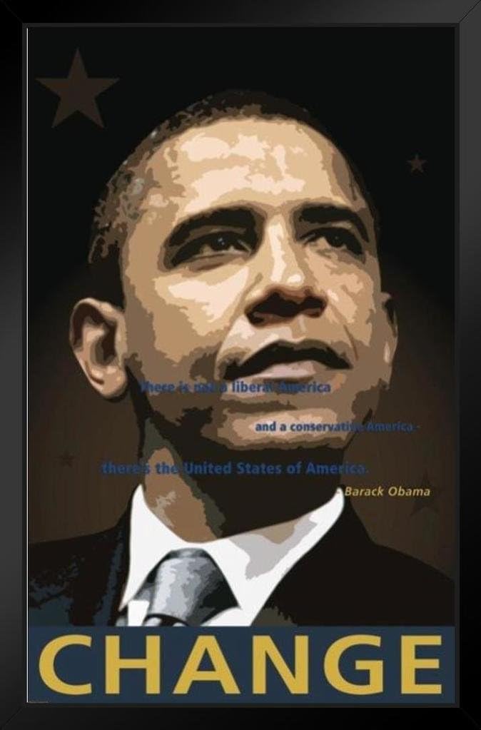 Amazon.com: Pyramid America Obama Change Black Wood Framed Art Poster ...