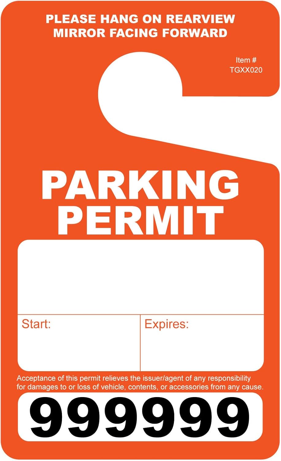 Amazon.com : 50 Pack Orange Parking Permit Hang Tags for Rear View ...