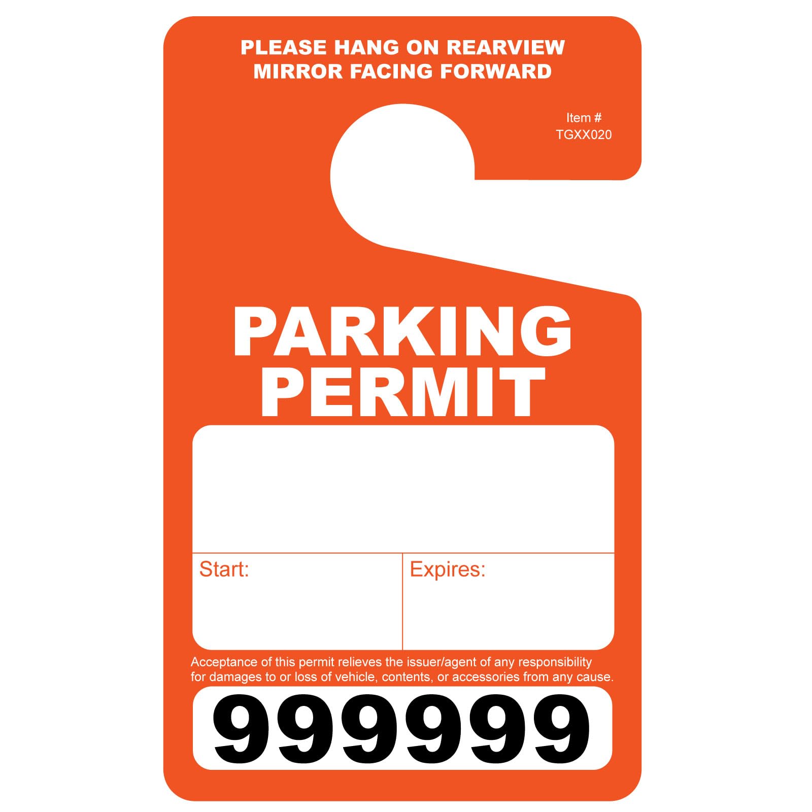 Amazon.com : 50 Pack Orange Parking Permit Hang Tags for Rear View ...