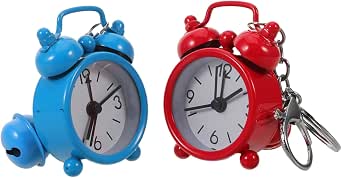 Holibanna 2pcs Mini Alarm Clock Keyring for Students Portable Metal Bag ...